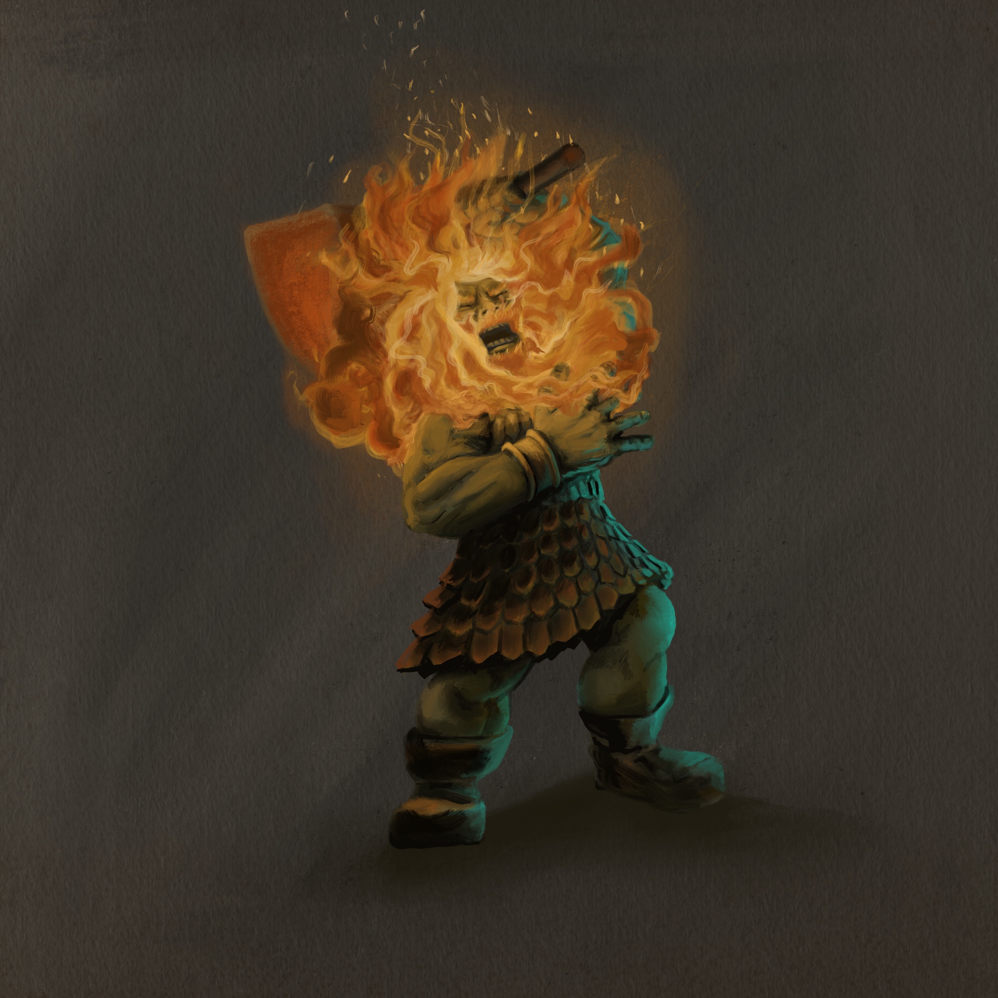 Bella Chipperfield | Portfolio | Dungeons & Dragons character design Fire Dwarf / Azer
